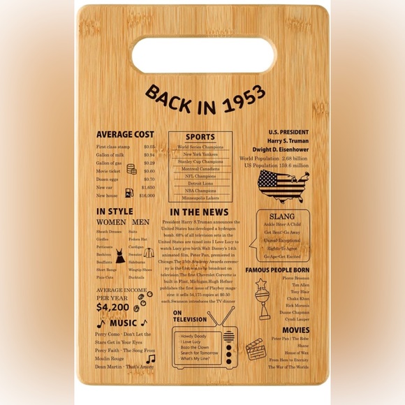 Kitchen | 7th Birthday Gifts 1953 Poster Back In 1953 Cutting Board ...
